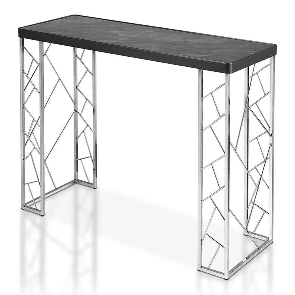 Bowery Hill Modern Metal Console Table in Black and Chrome Finish ...