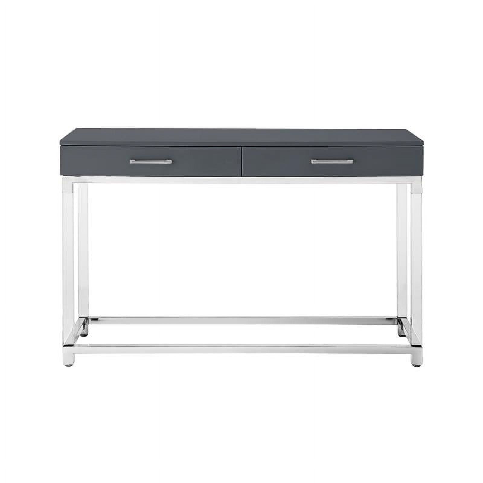 Bowery Hill Modern Metal Console Table with Acrylic Legs in Dark Gray ...
