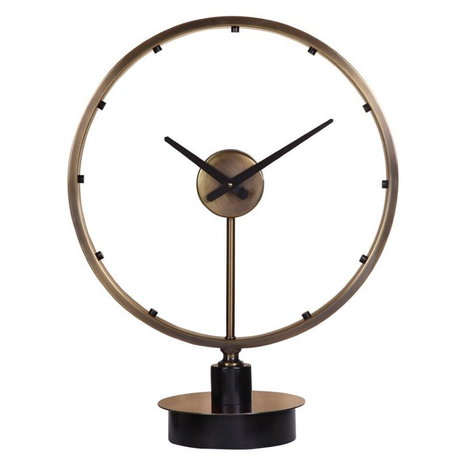 Bowery Hill Modern Modern Table Clock in Antique Brushed Brass ...