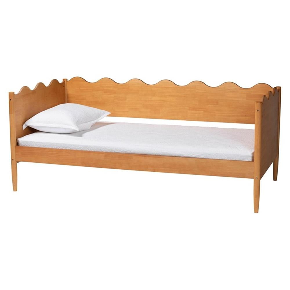 Bowery Hill Modern Oak Brown Wood Full Daybed with Scalloped Edges ...
