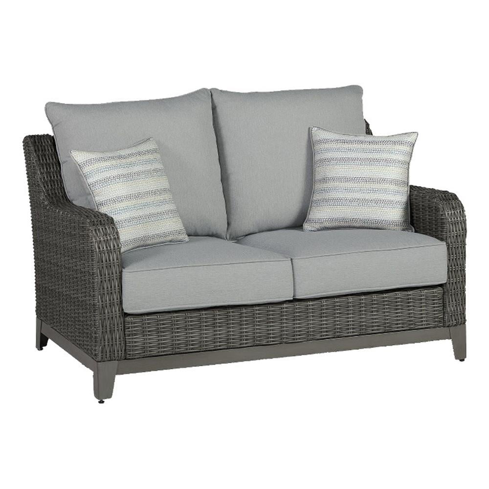 Bowery Hill Modern Outdoor Fabric Loveseat with Cushion in Gray ...