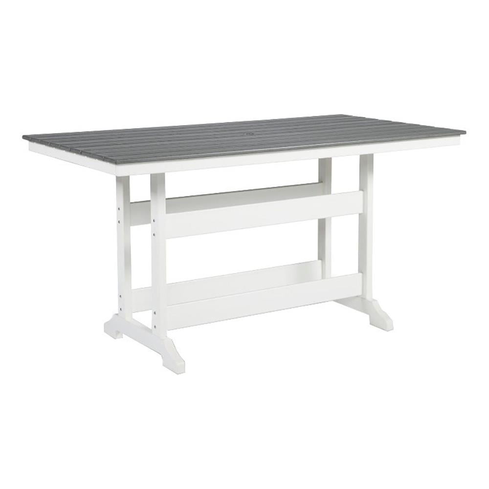 Bowery Hill Modern Outdoor Plastic Dining Table in Gray and White ...