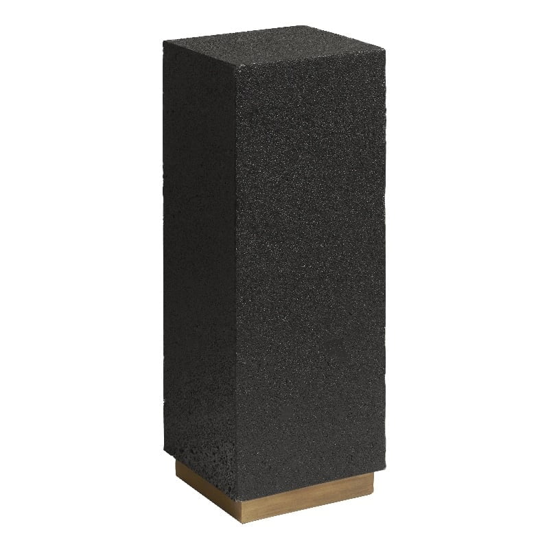 Bowery Hill Modern Small Lava Stone Metal Base Pedestal in Black ...