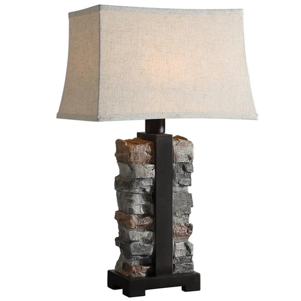 Bowery Hill Modern Stacked Stone Table Lamp in Gray and Black - Walmart.com