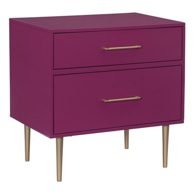 Bowery Hill Modern Two Drawer Wood Nightstand in Raspberry Purple ...
