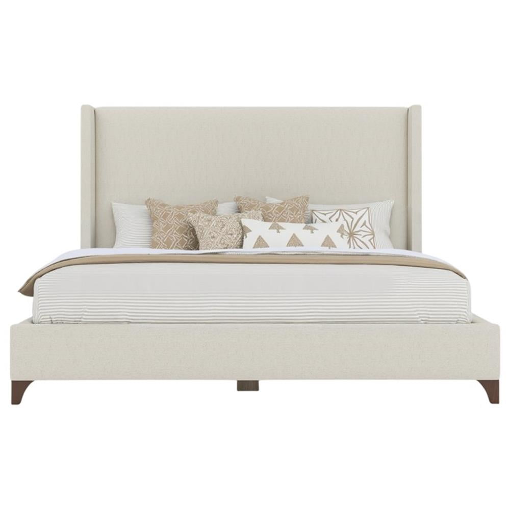 Bowery Hill Modern Upholstered King Bed in Off White Performance Fabric ...