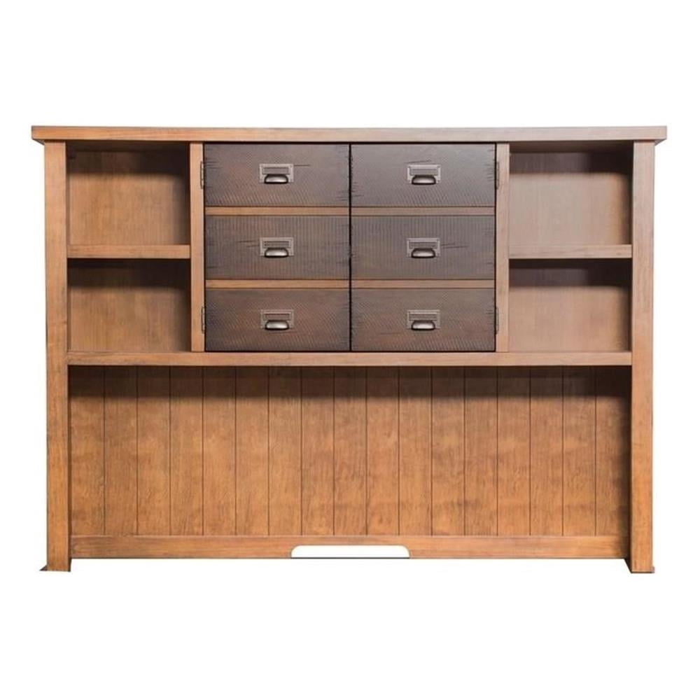 Bowery Hill Modern Wood Brown 2 Door Hutch with Sawn Texture - Walmart.com