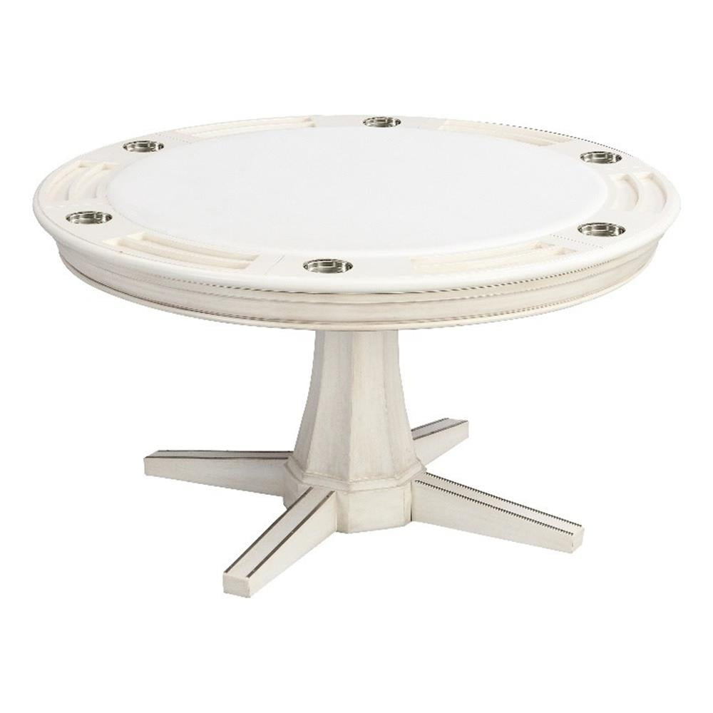 Bowery Hill Modern Wood Changeable Top Round Game Table in White ...