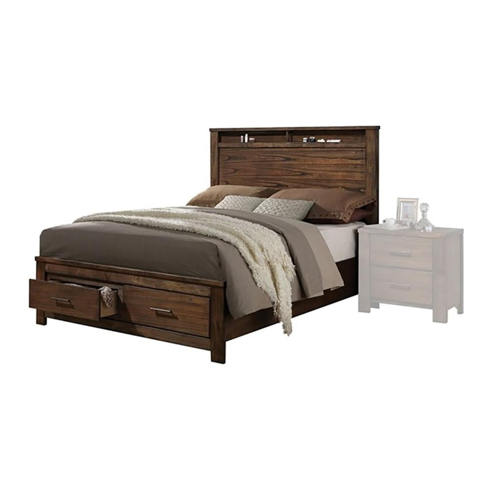 Bowery Hill Modern Wood King Platform Bed with Storage in Oak - Walmart.com