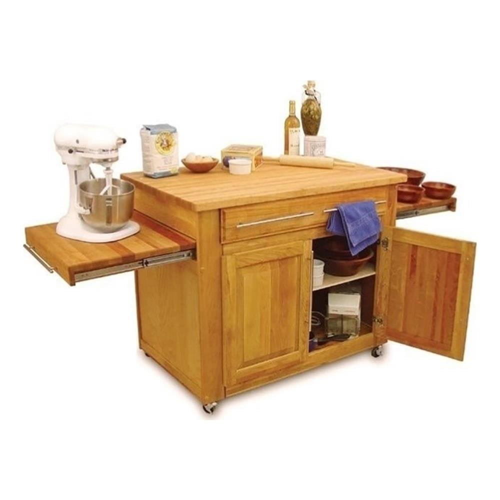 Bowery Hill Modern Wood Mobile Butcher Block Kitchen Cart in Natural ...