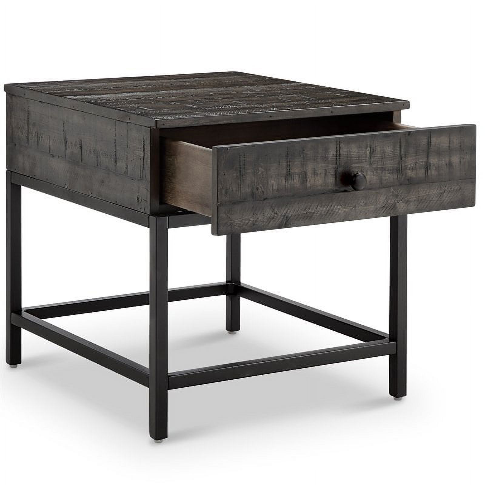 Bowery Hill Natural Pine & Solid Wood Rectangular End Table in ...