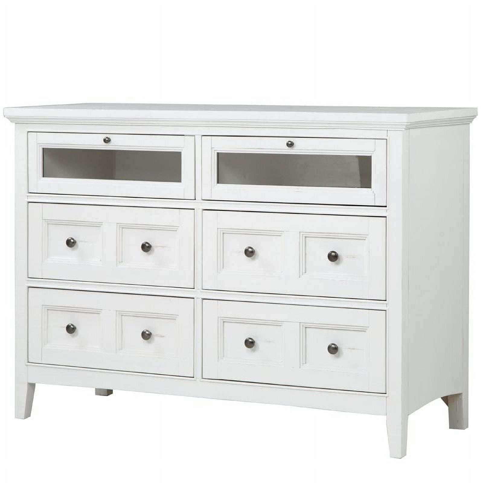 Bowery Hill Modern Wood Relaxed Traditional Soft White Media Chest ...