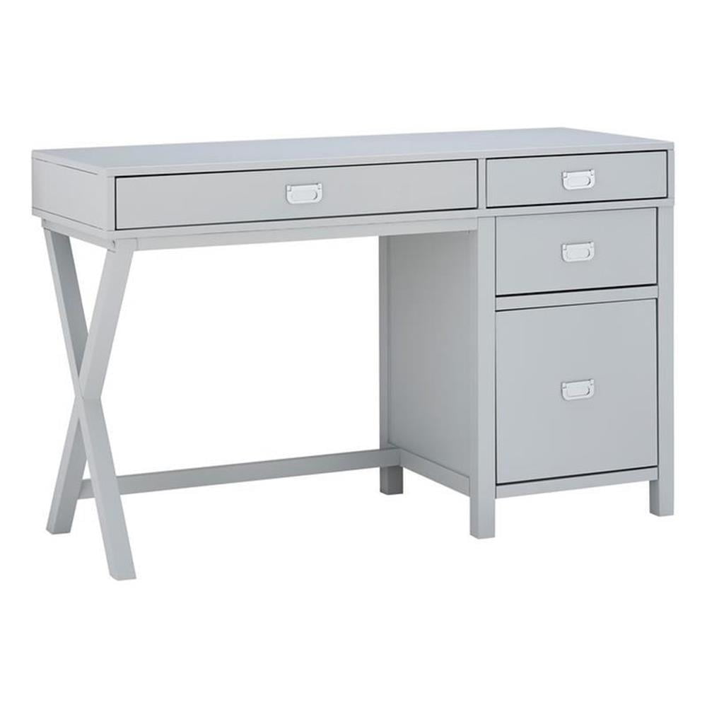 Bowery Hill Modern Wood Side Storage Desk with 4 Drawers Silver ...