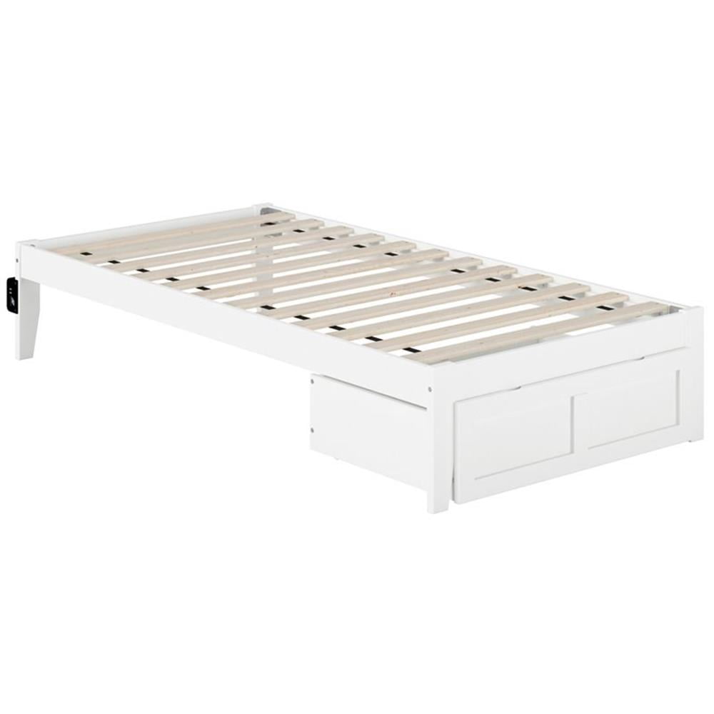 Bowery Hill Modern Wood Twin Bed with Foot Drawer and USB Charger in ...