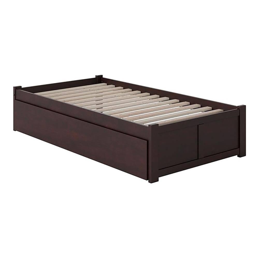 Bowery Hill Modern Wood Twin XL Platform Panel Bed with Trundle in ...
