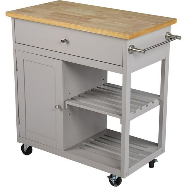 Bowery Hill Modern Wooden Kitchen Island Cart with Drawers, Wheels, and ...
