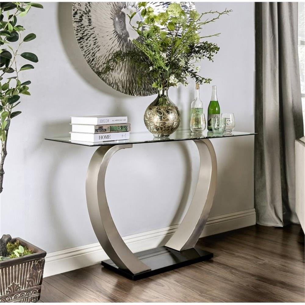 Bowery Hill Metal Gray Console Table Rectangular Sleek Design - Walmart.com