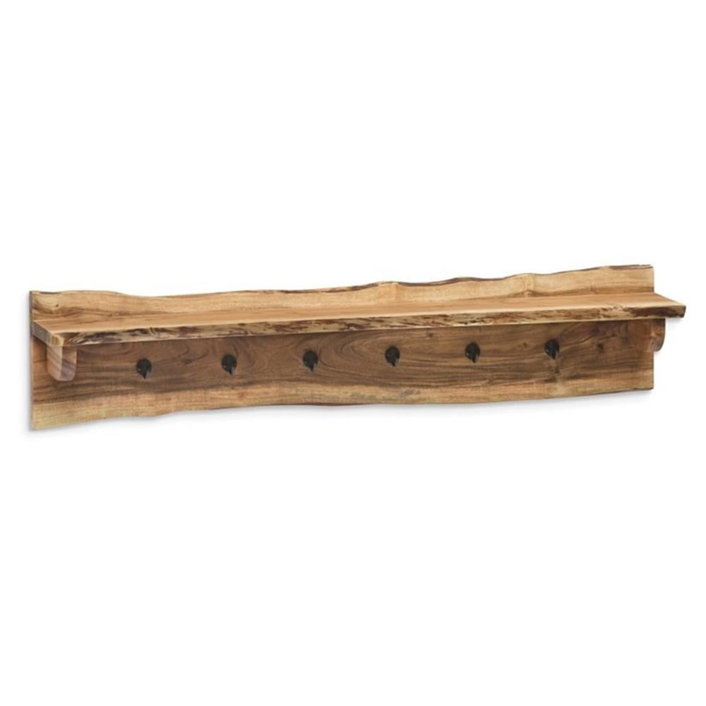 Bowery Hill Natural Live Edge Wood 48" Coat Hooks with Shelf - Walmart.com