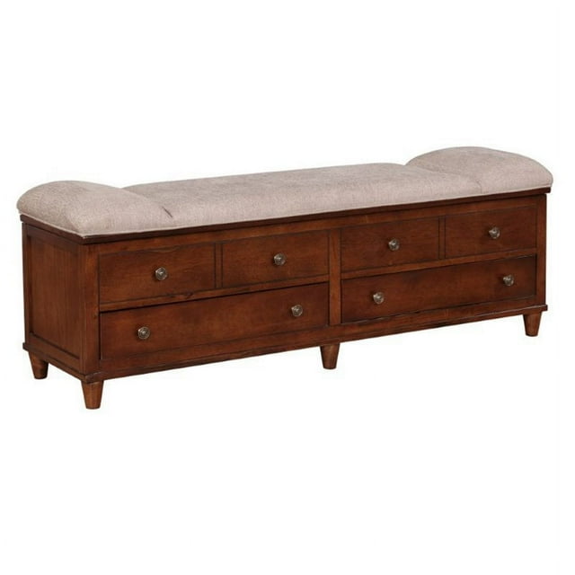 Bowery Hill Padded Top Storage Bench in Rustic Umber - Walmart.com