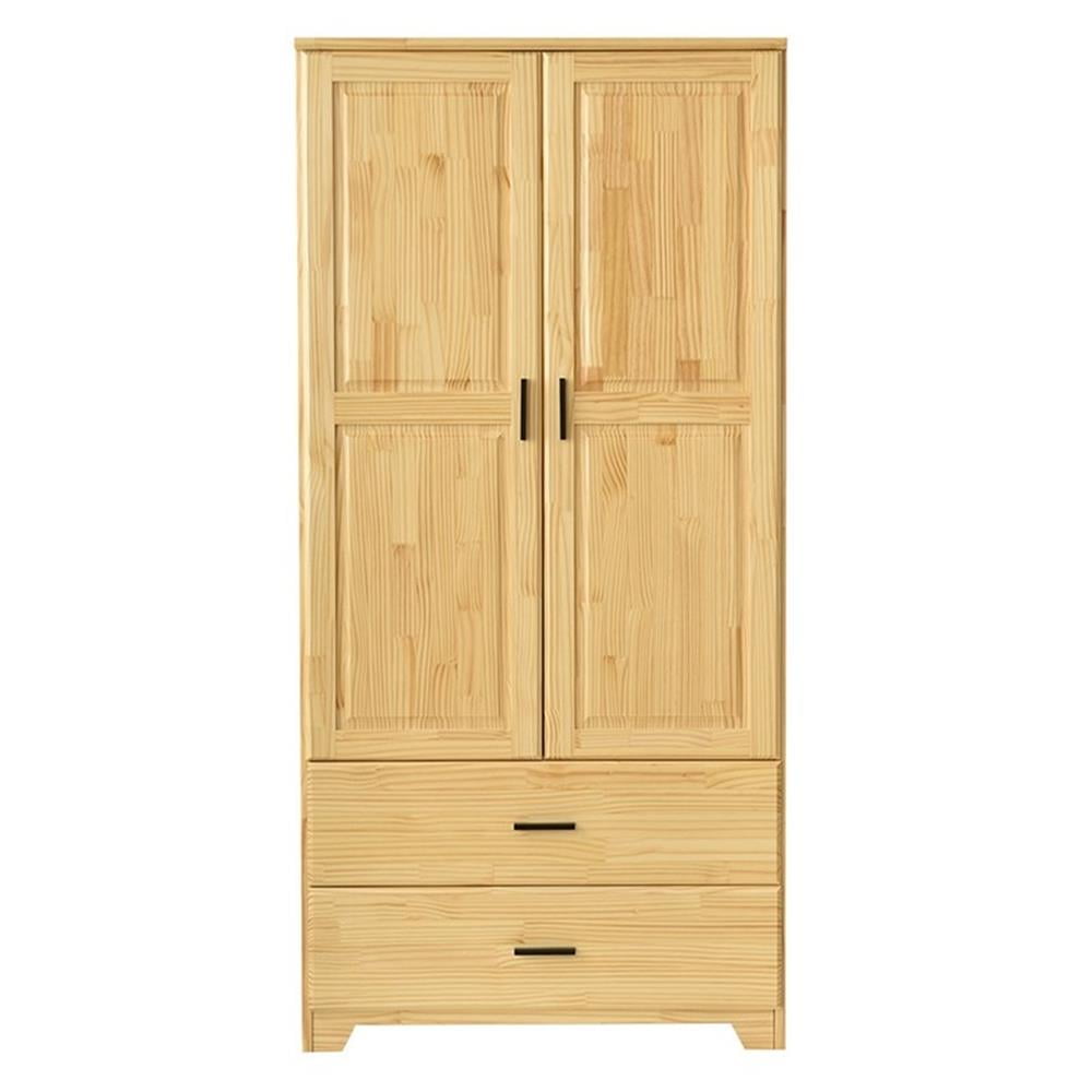Bowery Hill Pine Wood Closet with Raised Doors and 2-Drawers in Natural ...