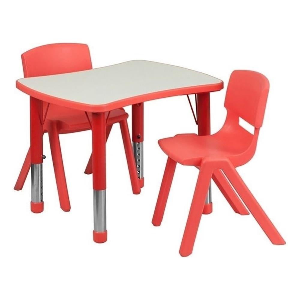 Bowery Hill Plastic/Steel Activity Table Set with 2 Stack Chairs in Red - Walmart.com