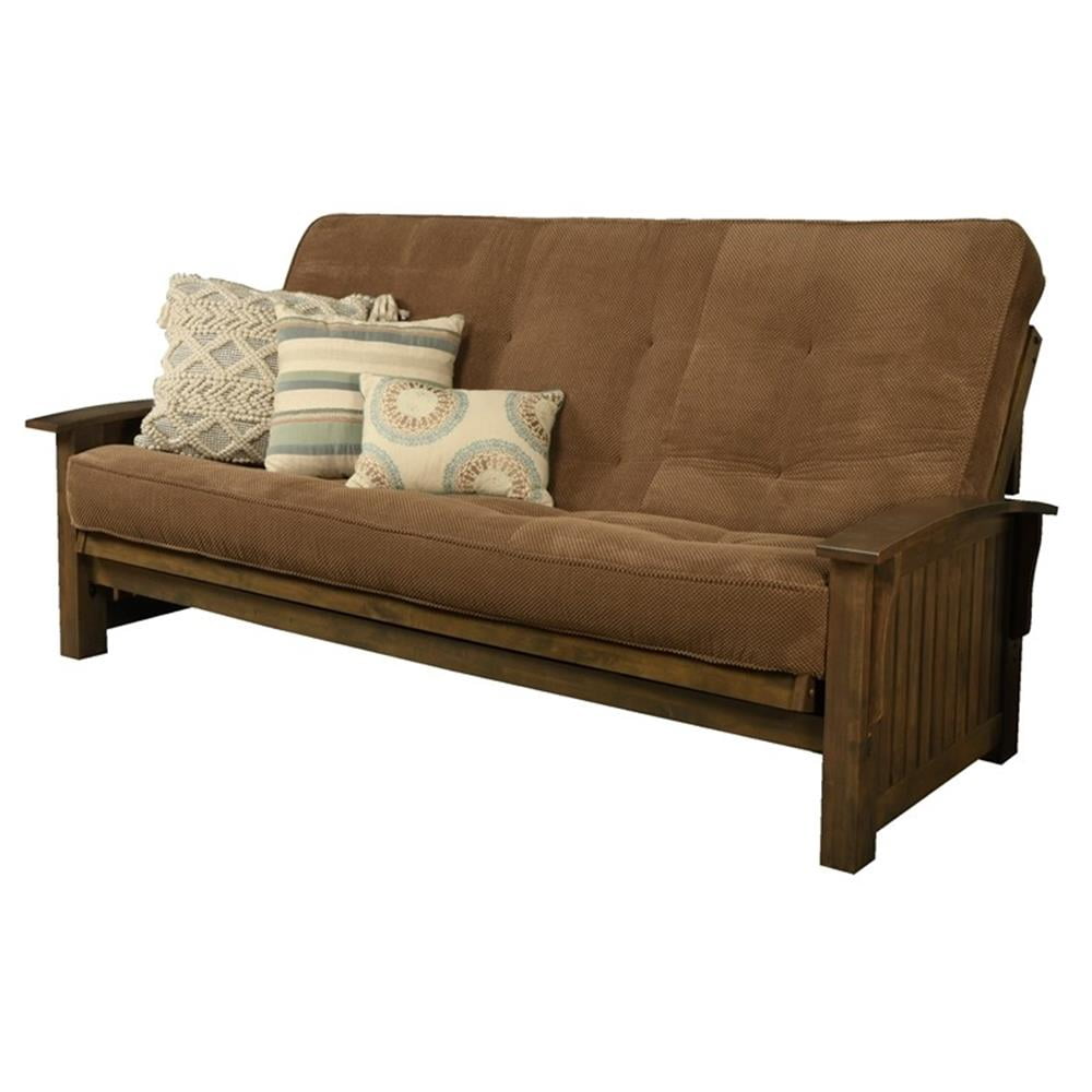 Bowery Hill Queen-size Wood Futon-Marmont Mocha Brown Mattress ...