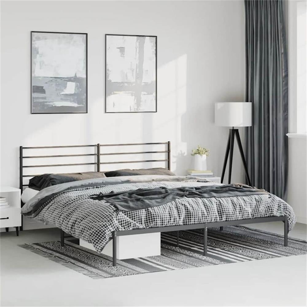 Bowery Hill Rectangular Powder-Coated Steel Full Bed Frame in Black ...