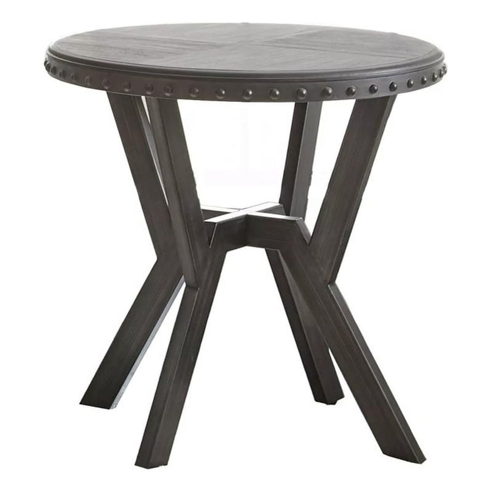 Bowery Hill Round Modern Metal End Table in Weathered Gray/Black ...