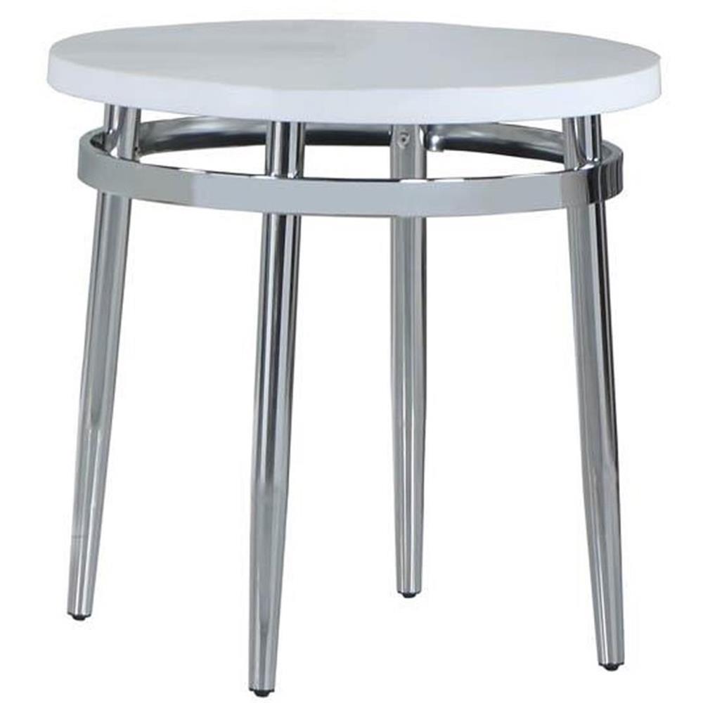 Bowery Hill Round Modern Metal End Table with Faux Marble Top & Base in ...