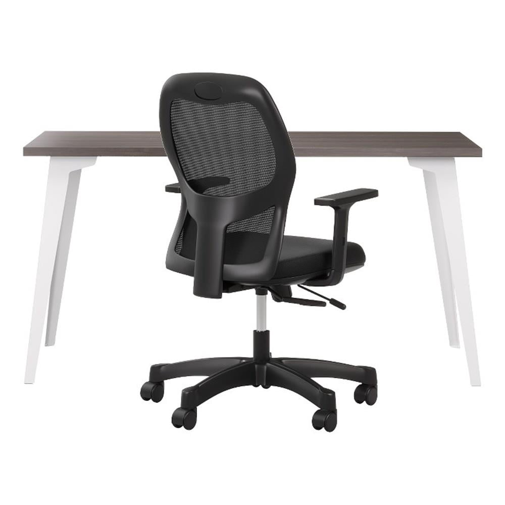 Bowery Hill Set of Black Mesh Back Chair and Desk in Alpine White ...
