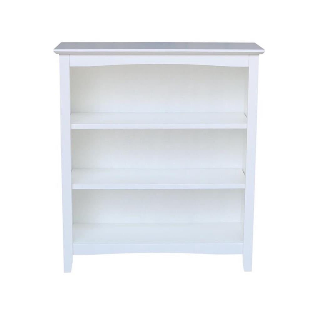 Bowery Hill Shaker Styled Solid Wood Bookcase, 36"H White, Adjustable ...