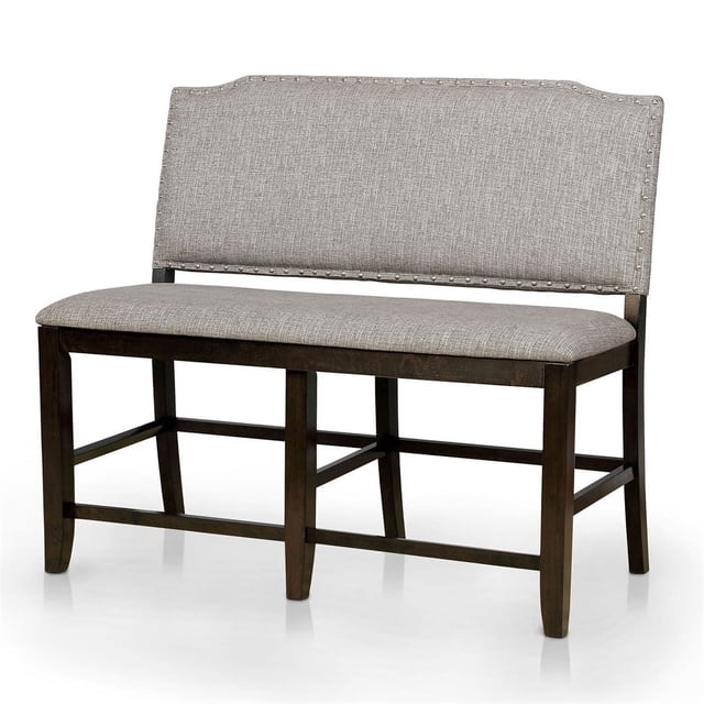 Bowery Hill Solid Wood Counter Height Bench in Dark Walnut Finish ...