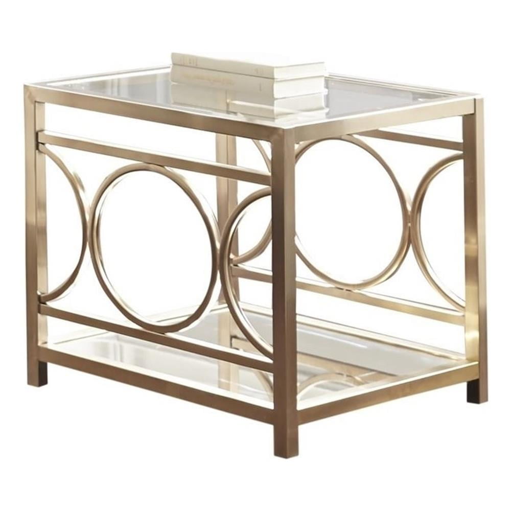 Bowery Hill Square Modern Metal End Table in Gold Chrome/Yellow Ish ...