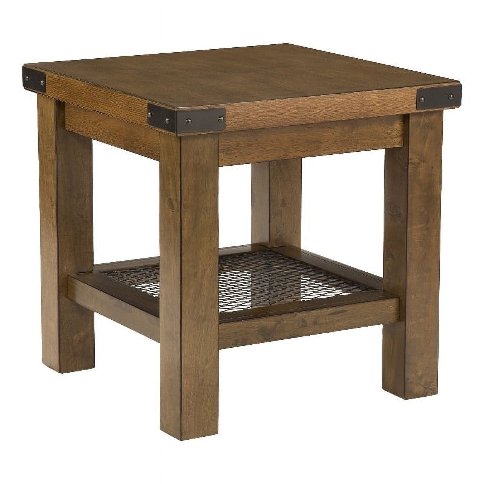 Lorenza Rustic Square Side End Table in Distressed Brown Wood - Walmart.com