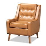 Bowery Hill Tan Faux Leather Walnut Brown Finished Wood Lounge Armchair ...