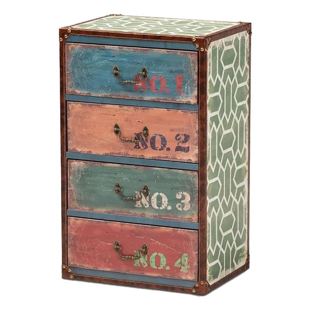 Bowery Hill Traditional 4-Drawer MDF Wood Accent Storage Chest in Multi ...
