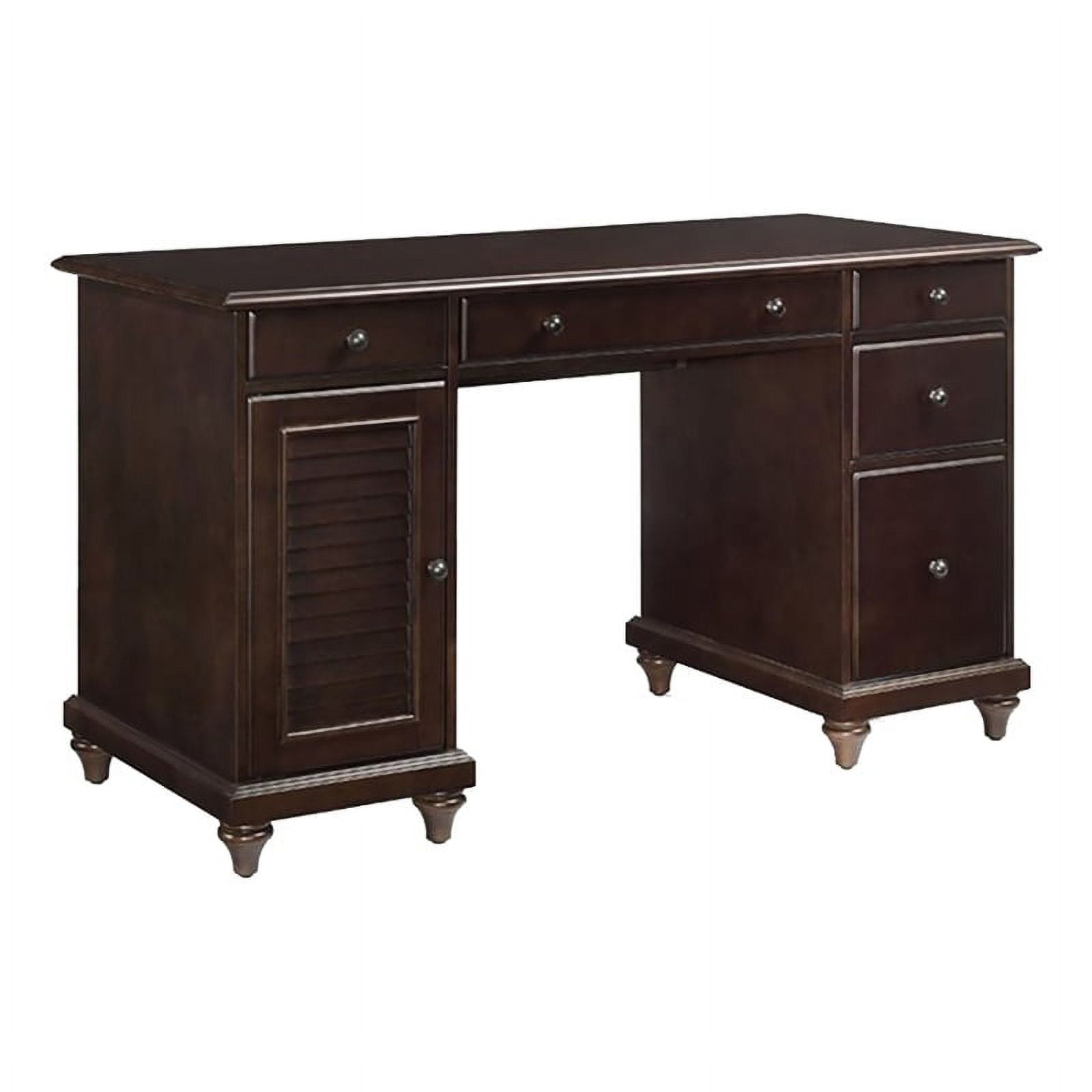 Bowery Hill Traditional 4 Drawer Wood Computer Desk in Espresso ...