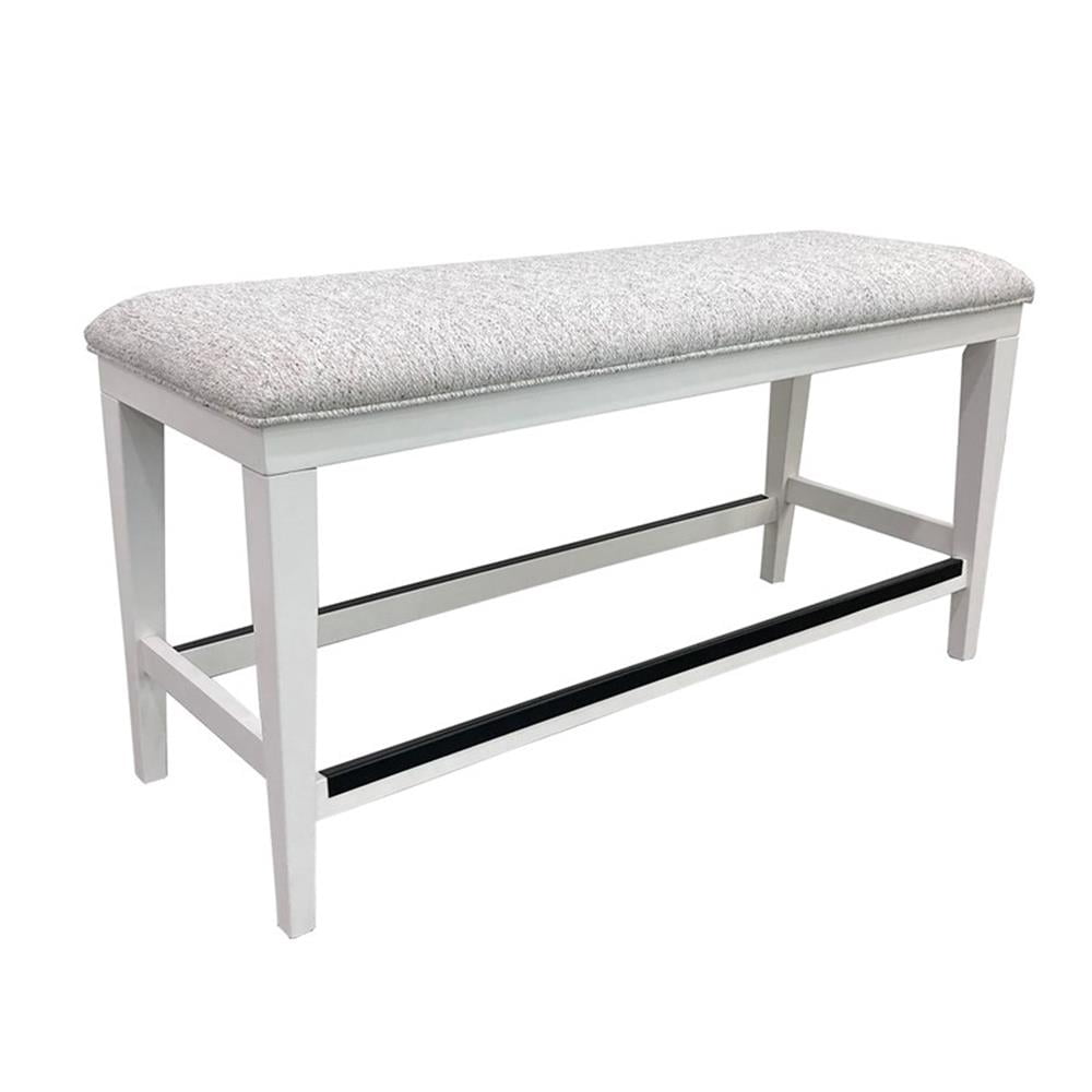 Bowery Hill Wood White Upholstered Counter Bench 49" Unassembled ...