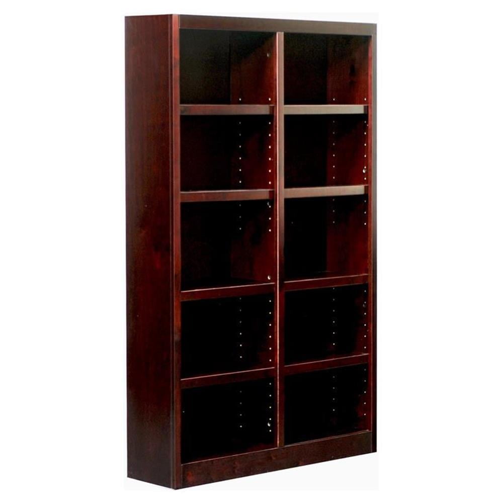 Bowery Hill Traditional 72" Tall 10-Shelf Double Wide Wood Bookcase in ...