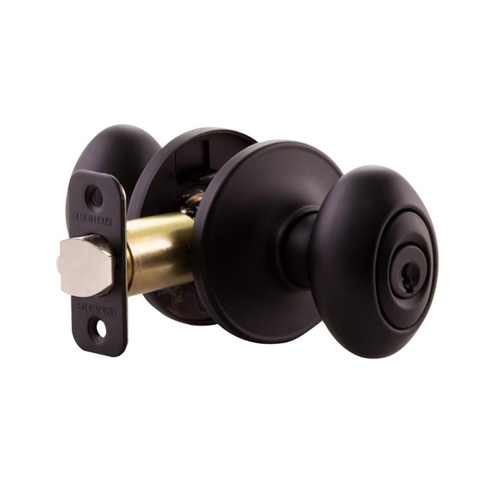 Bowery Hill Traditional Brass Keyed Entry Door Knob in Matte Black ...