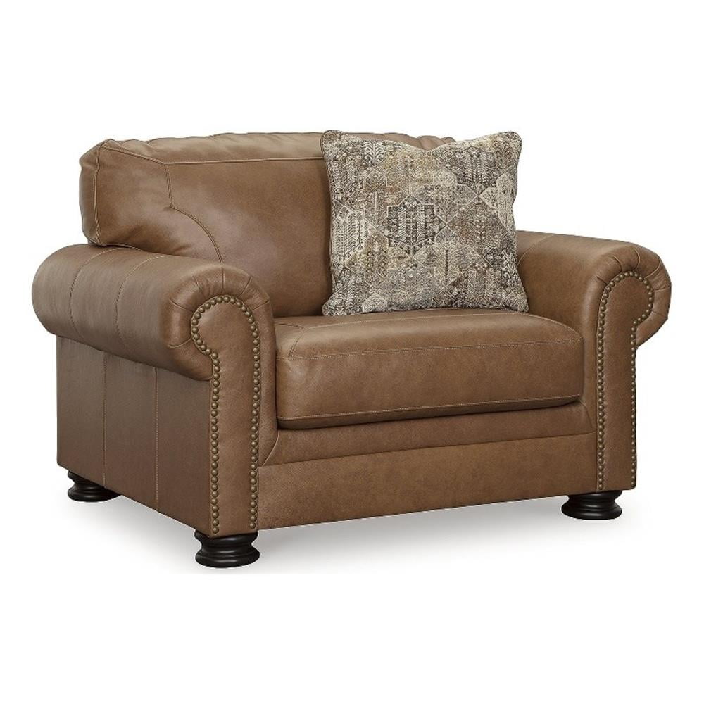 Bowery Hill Traditional Corner-blocked Frame Leather Caramel Oversized ...