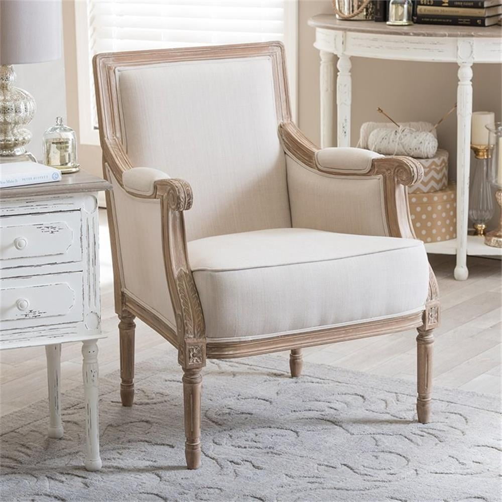 Bowery Hill Traditional French Accent Chair in Light Beige and Brown ...