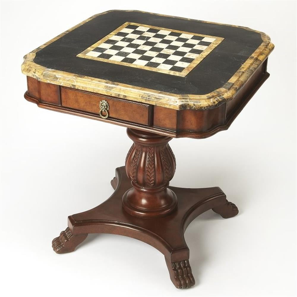 Bowery Hill Traditional Multi-Color Wood Brown Square Pedestal Game ...