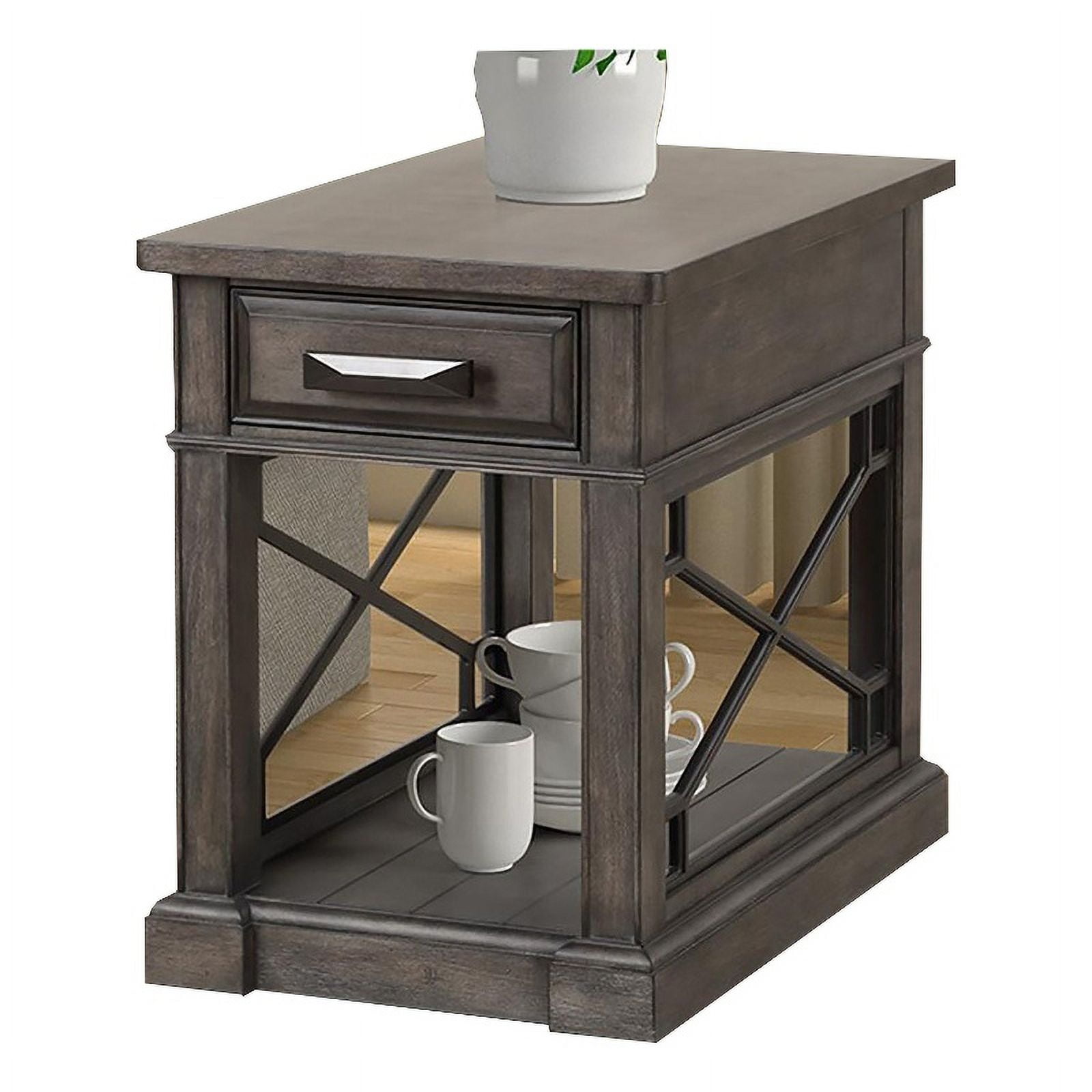 Bowery Hill Traditional Wood Chairside Table in Smokey Gray Finish ...
