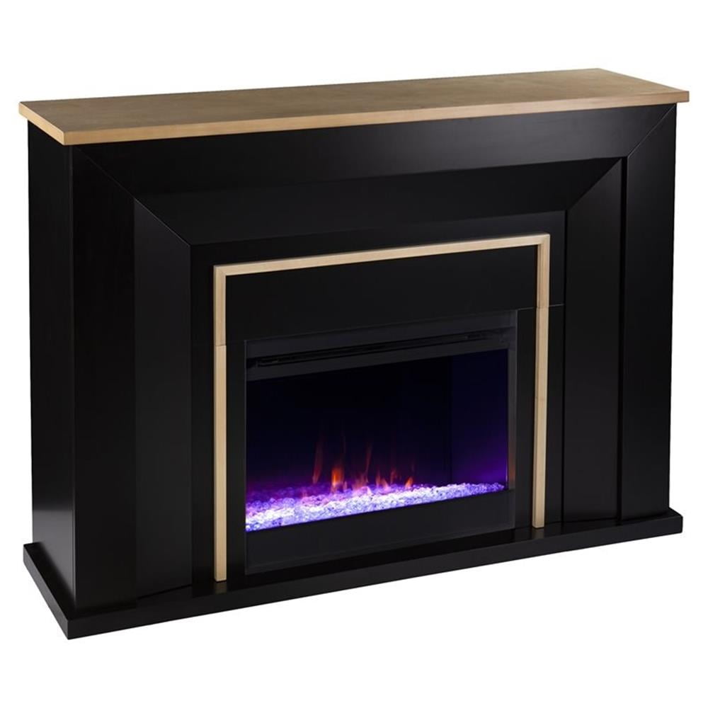 Bowery Hill Traditional Wood Color Changing Fireplace in Black ...