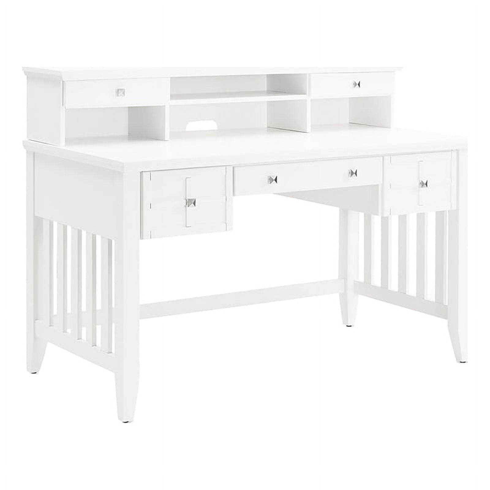 Bowery Hill Traditional Wood Computer Desk with Hutch in White ...