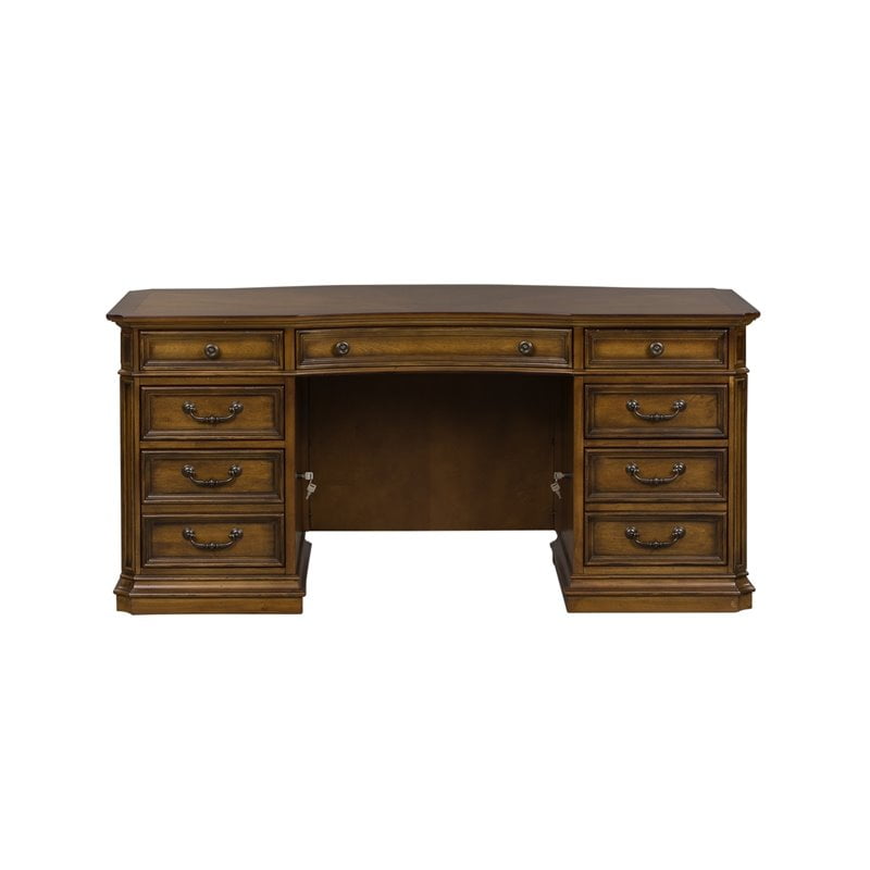 Bowery Hill Traditional Wood Medium Brown Junior Executive Desk ...