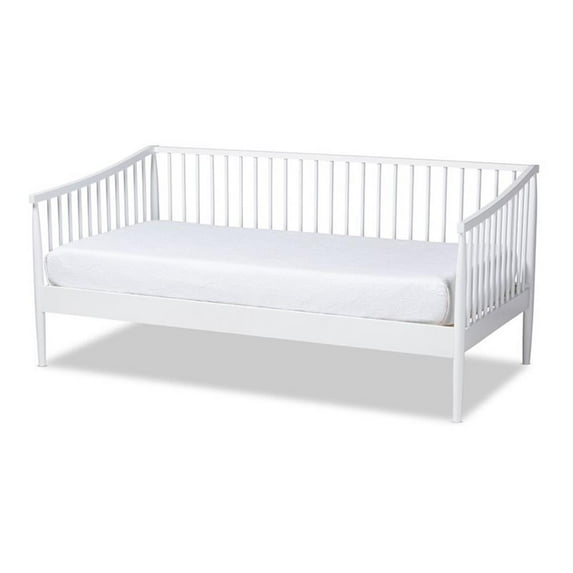Bowery Hill Traditional Wood Twin Size Spindle Daybed in White ...