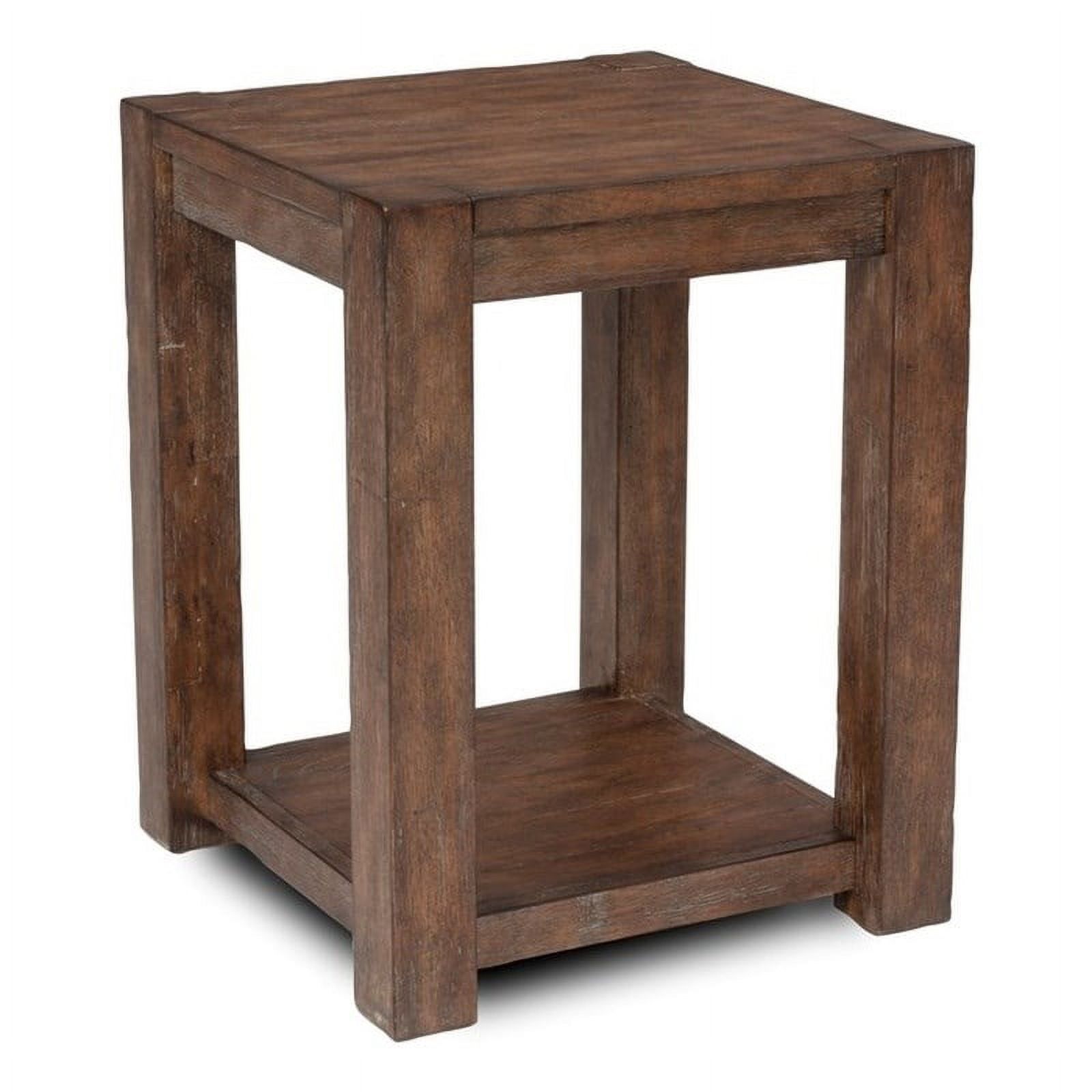 Bowery Hill Transitional Brown Finish Rustic Wood Chairside Table ...