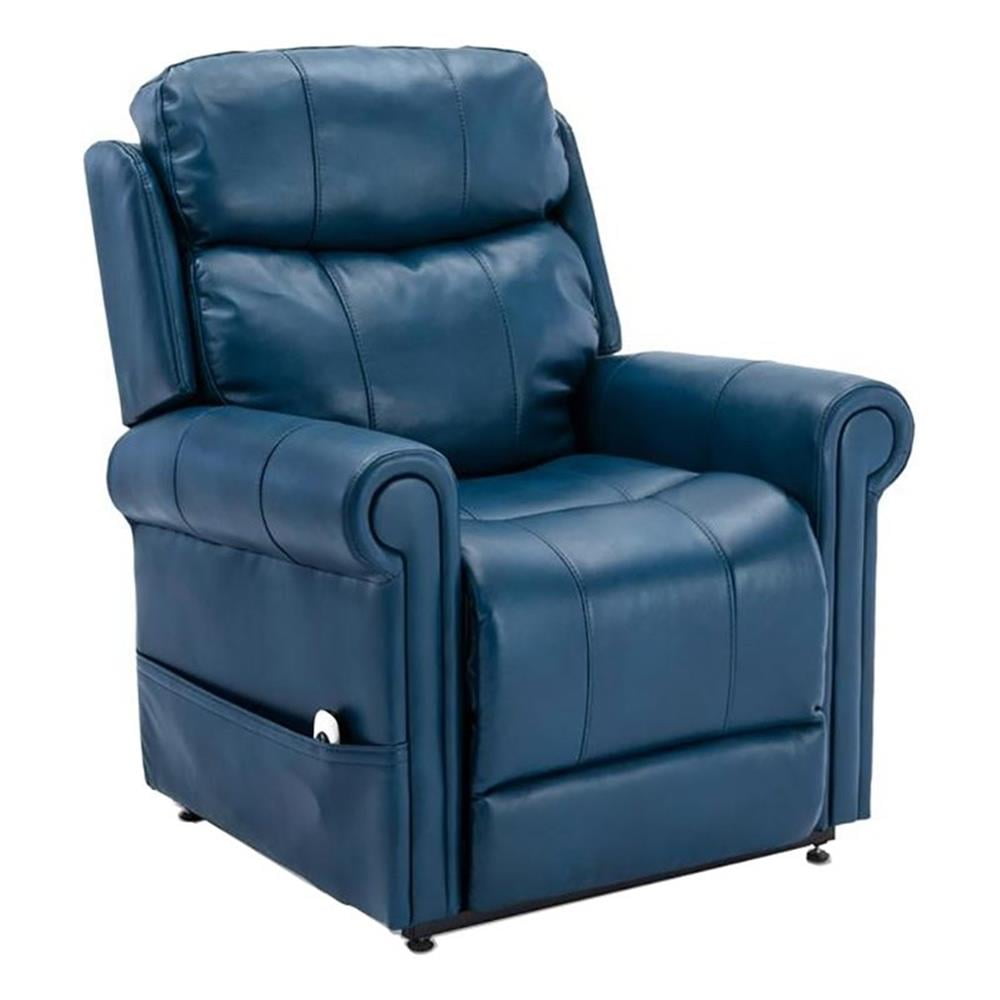 Bowery Hill Transitional Faux Leather Lift Chair with Massage in Navy ...